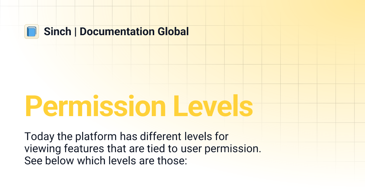 Permission Levels | Sinch | Documentation Global