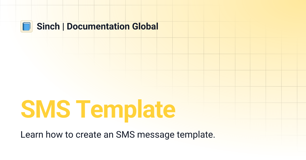 SMS Template | Sinch | Documentation Global