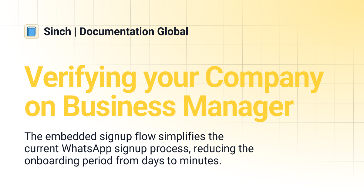 Verifying your Company on Business Manager | Sinch | Documentation Global